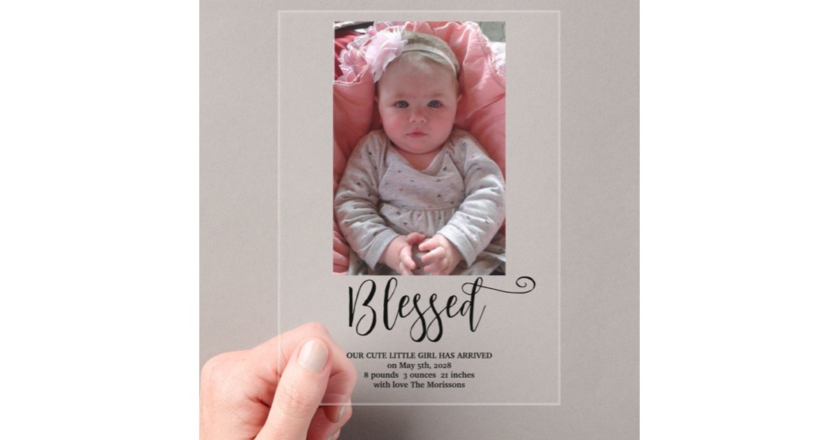Birth Announcement Acrylic Invitation | Zazzle