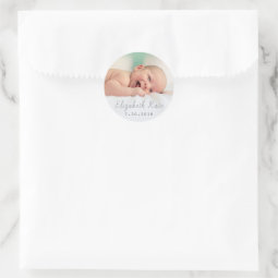 Birth Announcement Baby Photo Sticker | Zazzle