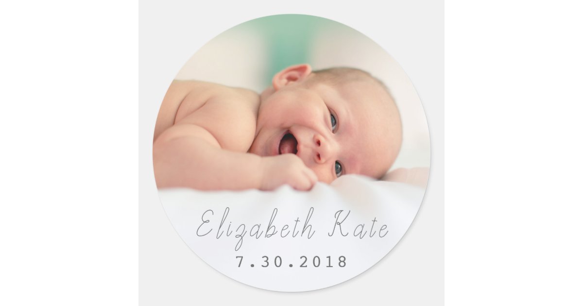 Birth Announcement Baby Photo Sticker | Zazzle