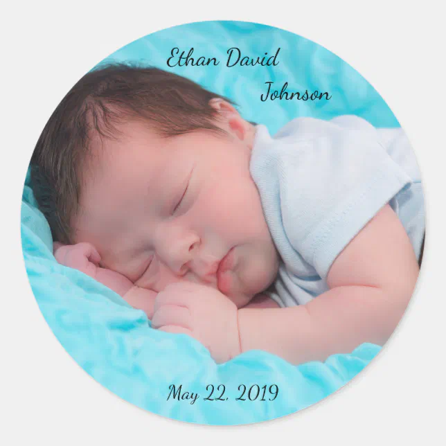 Birth Announcement Classic Round Sticker | Zazzle