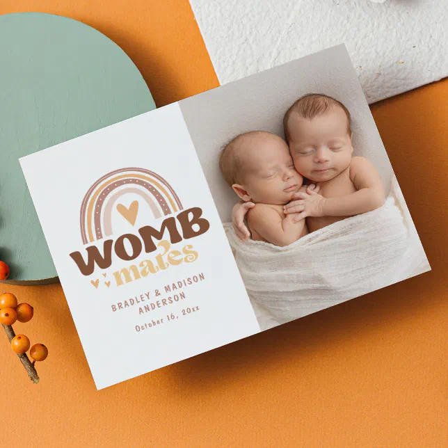 Birth Announcement Photo Postcard | Womb Mates | Zazzle