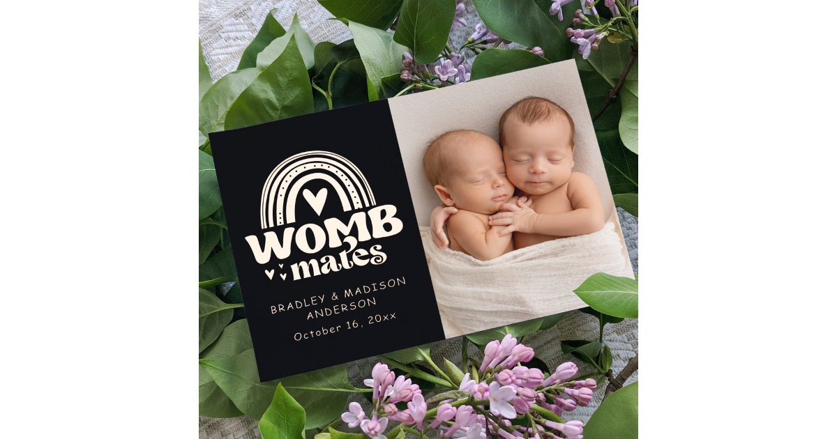 Birth Announcement Photo Postcard Womb Mates Foil | Zazzle