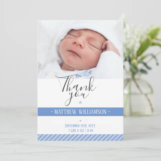 Birth Announcement Thank You Card Photo Template | Zazzle