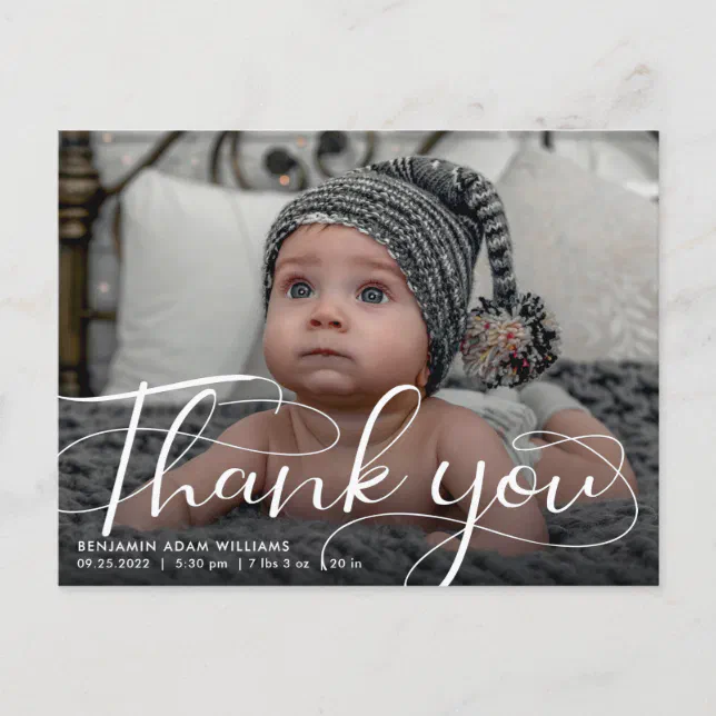 Birth Announcement & Thank You Postcard | Zazzle