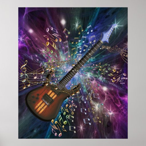 Birth of a Guitar Space Music Poster | Zazzle