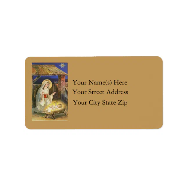 Birth of Jesus Vintage Address Label | Zazzle