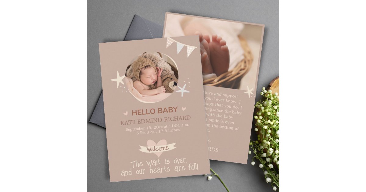 Birth Stat Baby Birth Announcement Photo Thank You | Zazzle