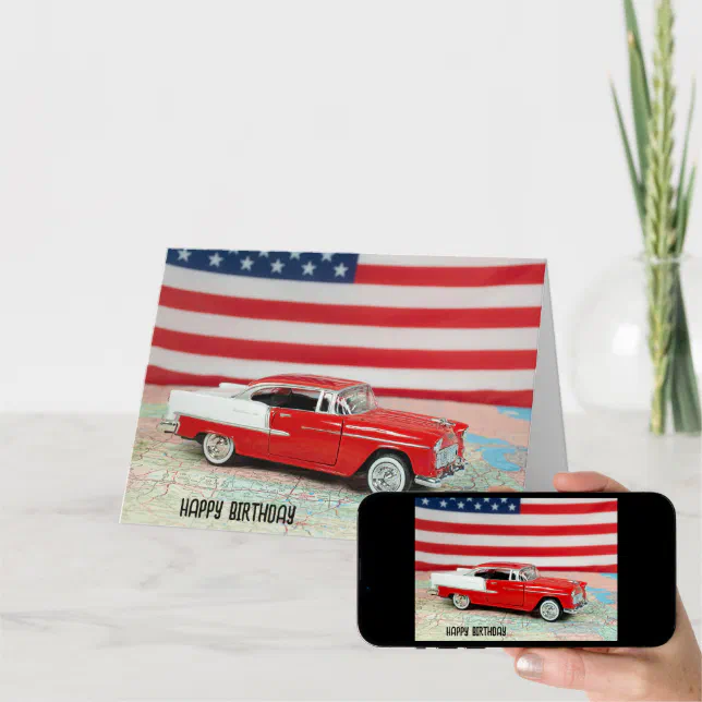 Birthday 1955 Chevy Ca On Map Card | Zazzle