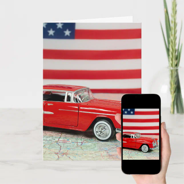 Birthday 1955 Chevy Car On Road Map Card | Zazzle