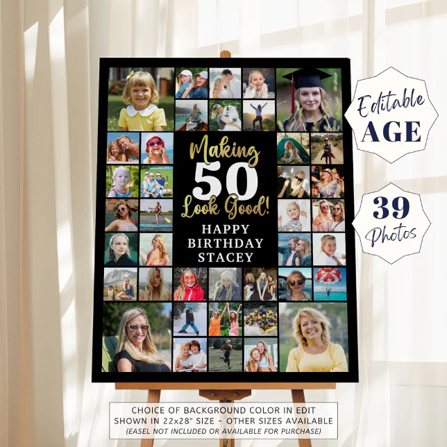 Birthday 39 Photo Collage Making AGE Look Good Foam Board | Zazzle