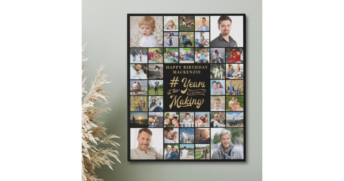 Birthday 42 Photo Collage YEARS IN THE MAKING Faux Canvas Print | Zazzle