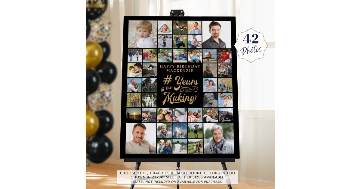 Birthday 42 Photo Collage YEARS IN THE MAKING Foam Board | Zazzle
