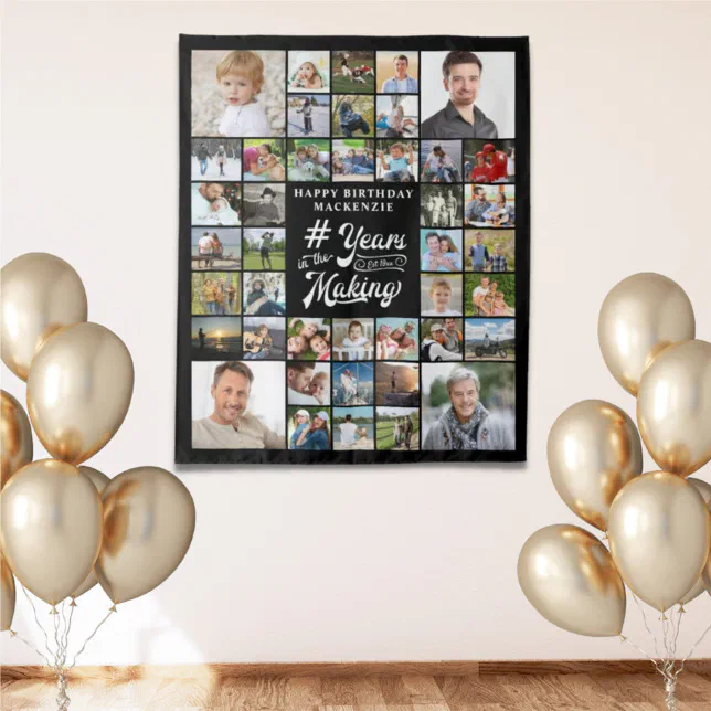 Birthday 42 Photo Collage YEARS IN THE MAKING Tapestry | Zazzle