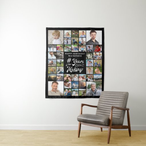 Birthday 42 Photo Collage YEARS IN THE MAKING Tapestry | Zazzle