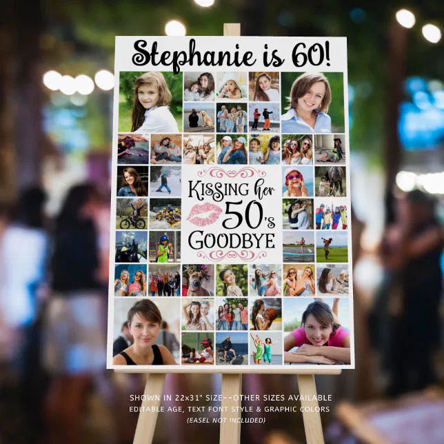Birthday 42 Photos Kissing Her Decade Goodbye Foam Board | Zazzle