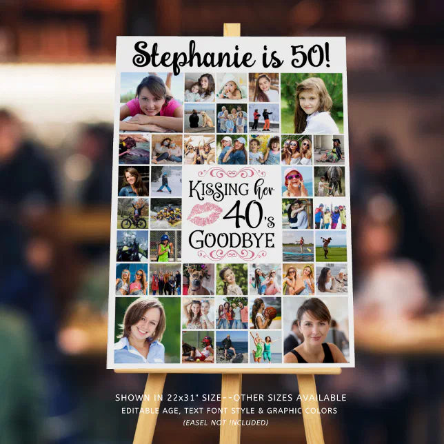 Birthday 42 Photos Kissing Her Decade Goodbye Foam Board | Zazzle