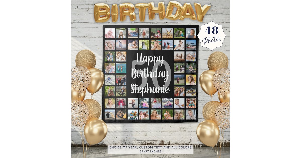 Birthday 48 Photo Collage Personalized Tapestry | Zazzle