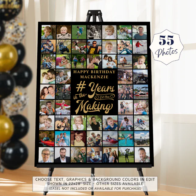 Birthday 55 Photo Collage Years in the Making Foam Board | Zazzle