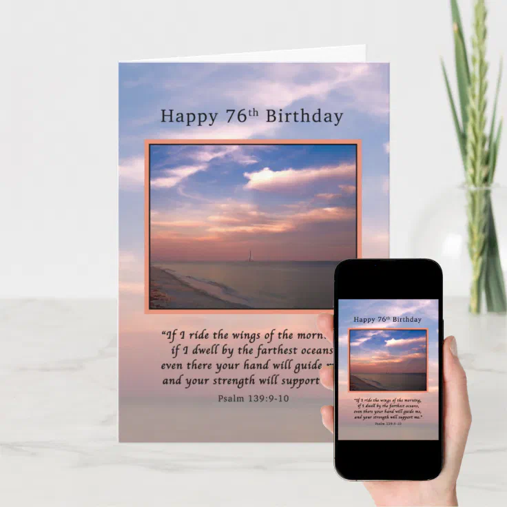 Birthday, 76th, Sunrise at the Beach, Religious Card | Zazzle