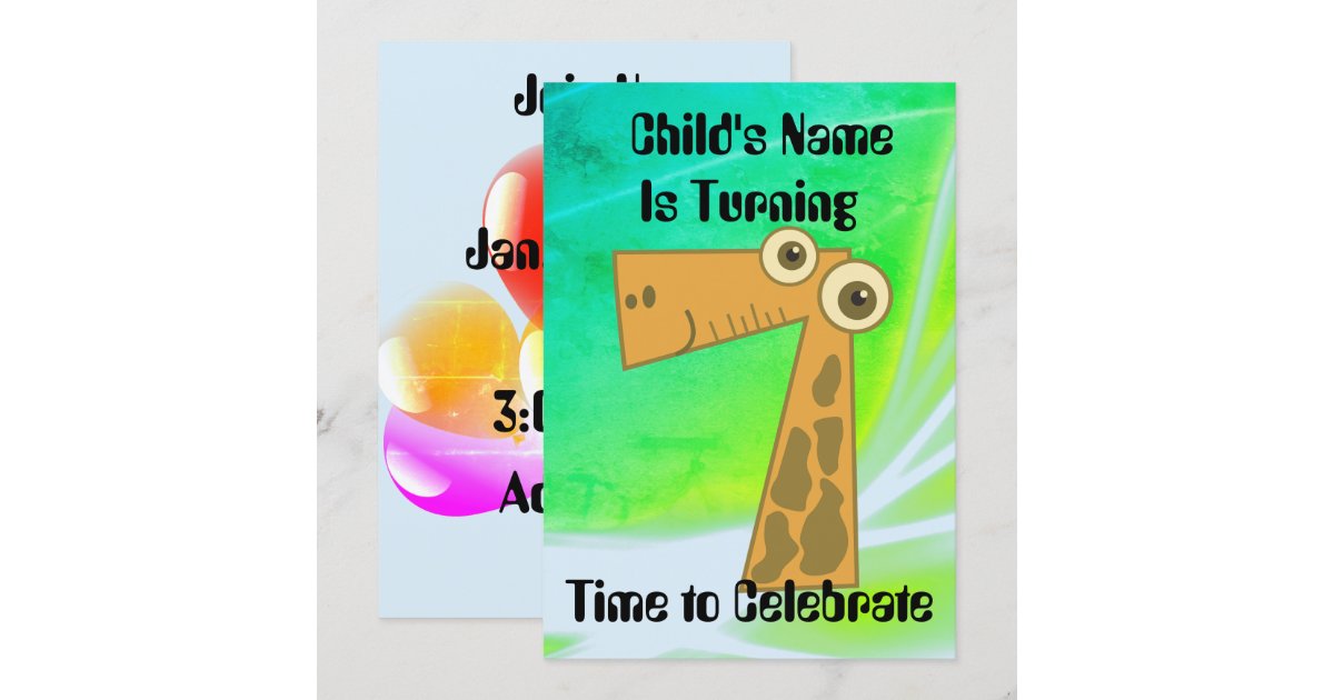Birthday #7 Party Invitation | Zazzle