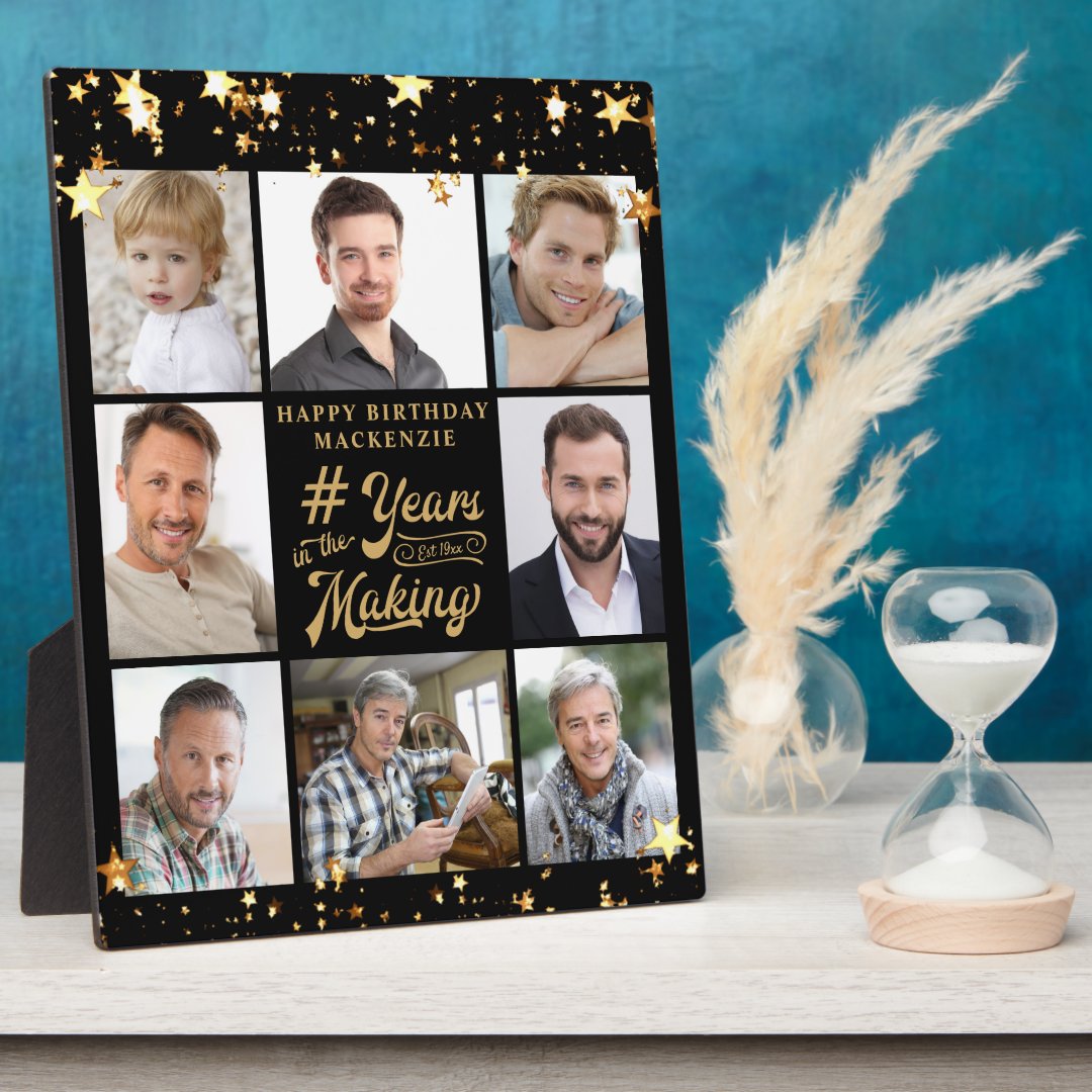 Birthday 8 Photo Collage YEARS IN THE MAKING Stars Plaque | Zazzle