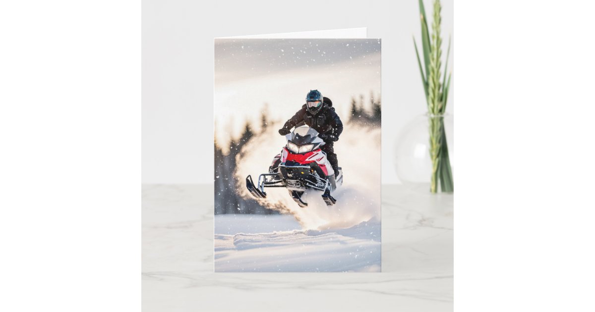 Birthday Airborne Snowmobiler Card | Zazzle