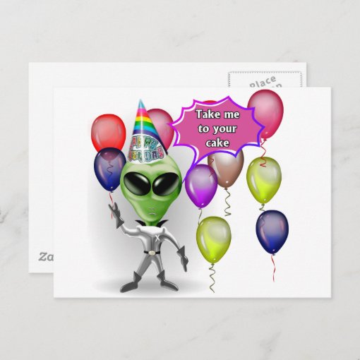 Birthday Alien Postcard | Zazzle