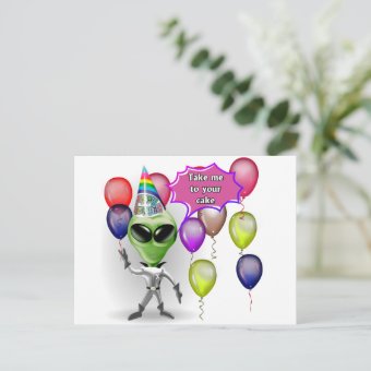 Birthday Alien Postcard | Zazzle