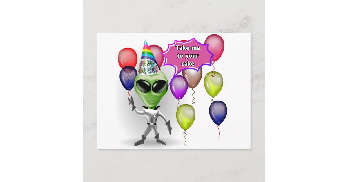 Birthday Alien Postcard | Zazzle