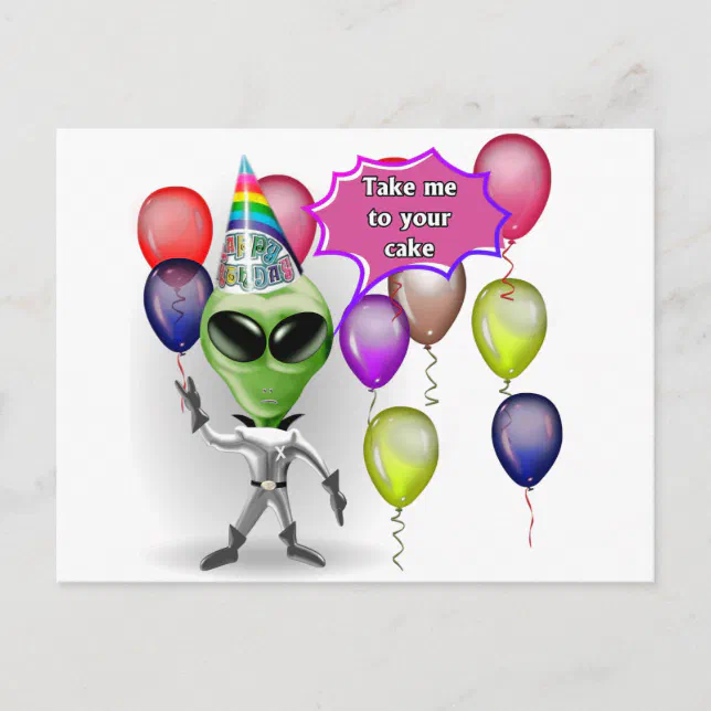 Birthday Alien Postcard | Zazzle