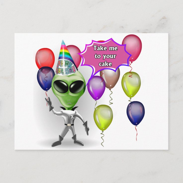 Birthday Alien Postcard | Zazzle