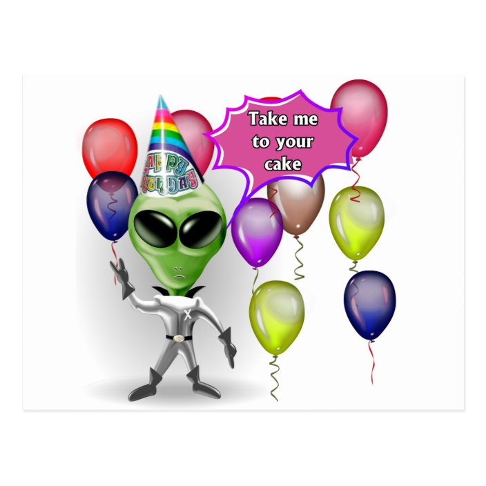 Birthday Alien Postcard | Zazzle.com