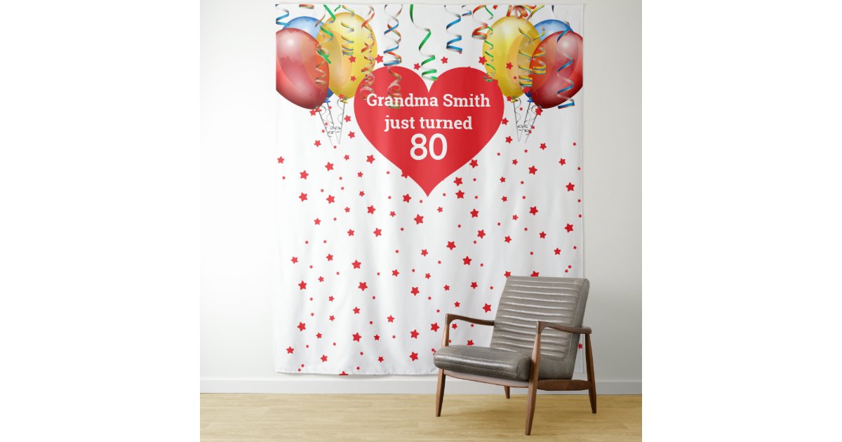 Birthday Balloon Backdrop 80th Photo Prop | Zazzle
