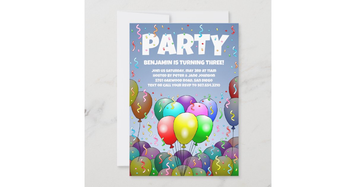 Birthday Balloon Party Invitation | Zazzle