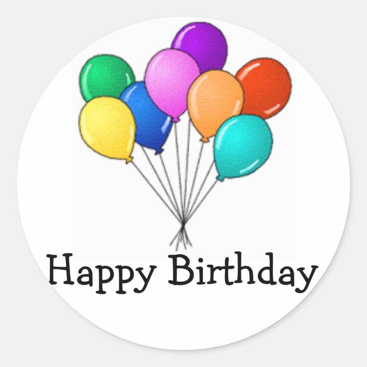 Birthday Balloons Classic Round Sticker | Zazzle