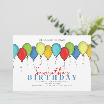 Birthday Balloons Confetti Modern Party QR Code Invitation | Zazzle