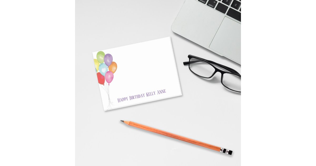 Birthday Balloons Editable Post it Notes | Zazzle