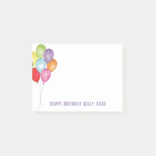 Birthday Balloons Editable Post it Notes | Zazzle.com