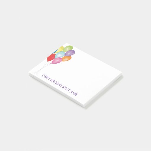 Birthday Balloons Editable Post it Notes | Zazzle