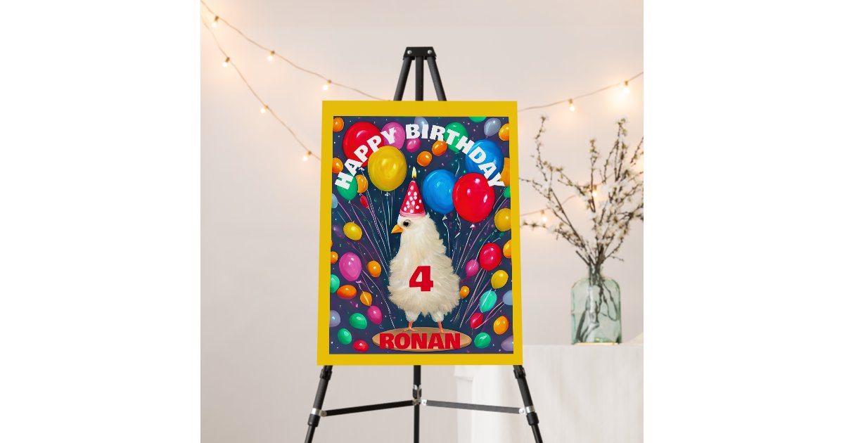 Birthday Balloons Funny Chicken Poster | Zazzle