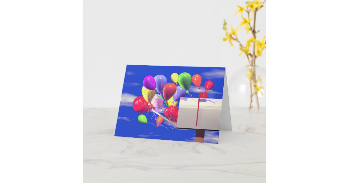 Birthday Balloons in a Mailbox Card | Zazzle