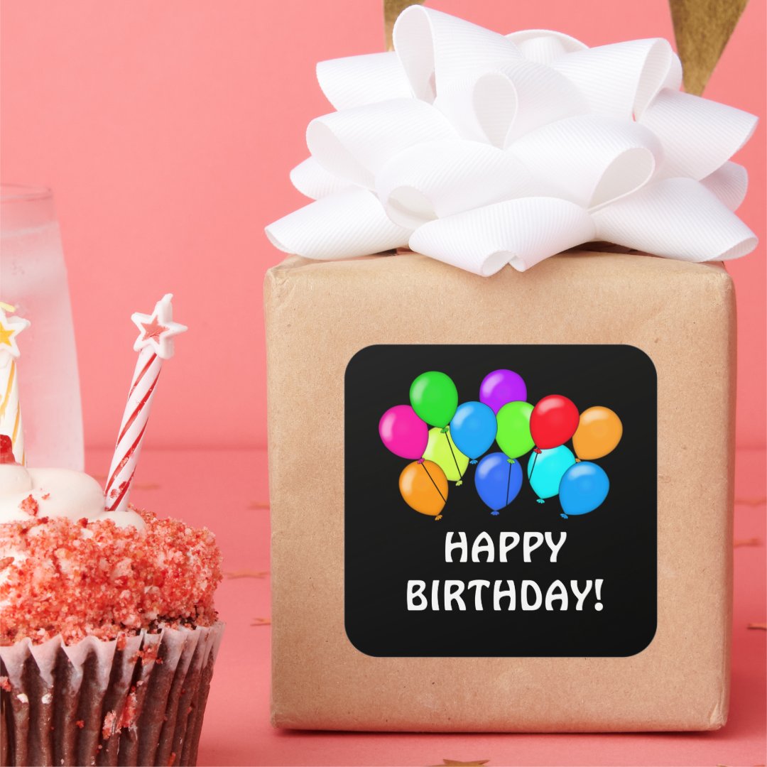 Birthday Balloons unisex party sticker | Zazzle