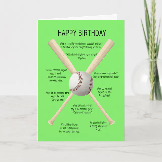 Birthday baseball jokes card | Zazzle