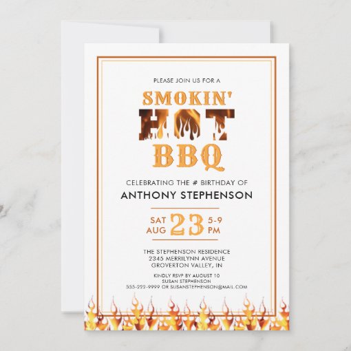 Birthday BBQ Smoker Summer Party Invitation | Zazzle