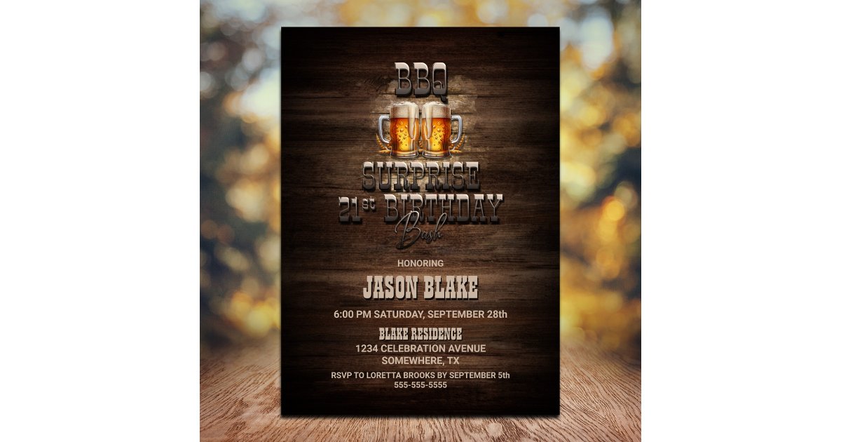 Birthday BBQ Surprise 21st Birthday Party Invitation | Zazzle