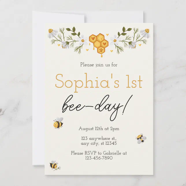 Birthday "Bee-Day" Invitation | Zazzle