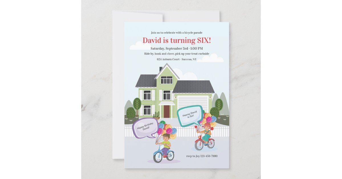 Birthday Bicycle Parade Invitation | Zazzle
