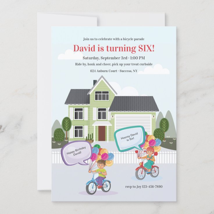 Birthday Bicycle Parade Invitation | Zazzle