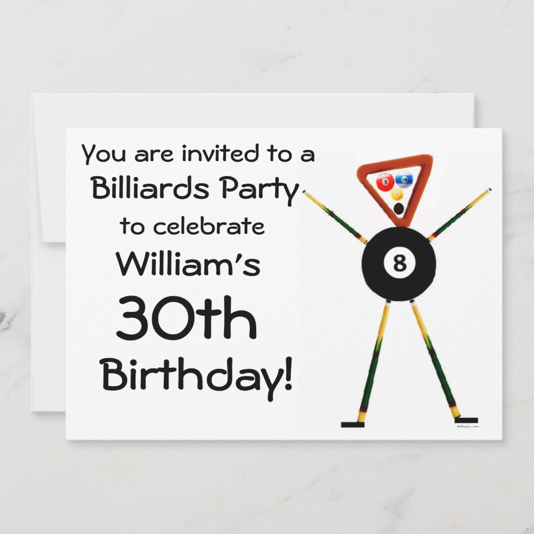 Birthday Billiards Party Invitation | Zazzle