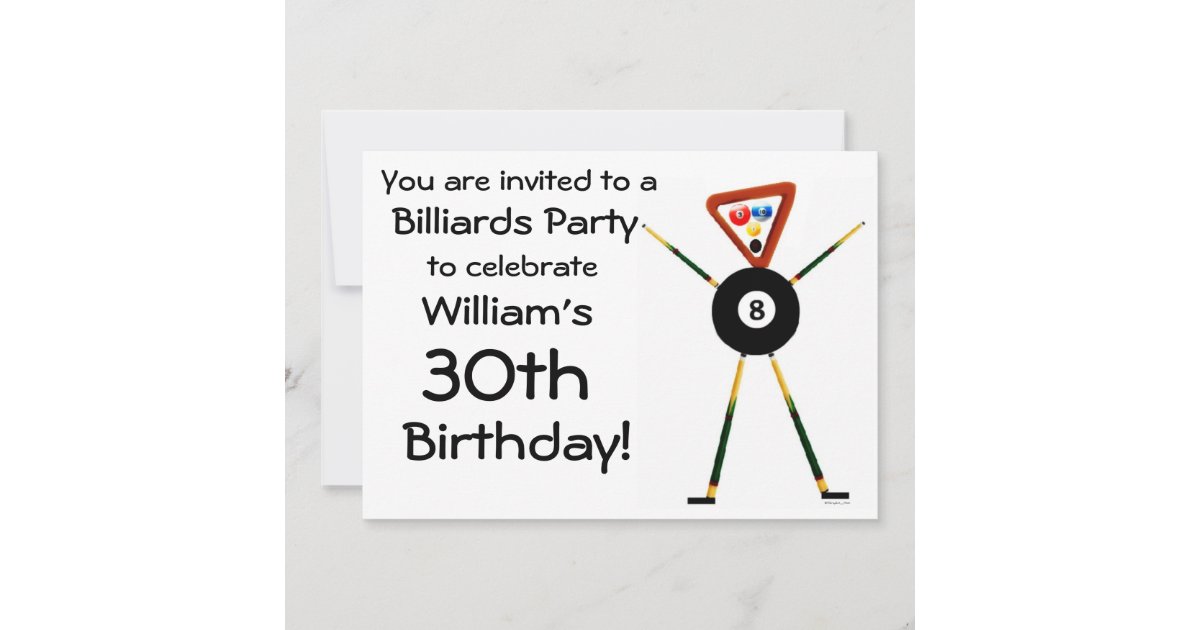 Birthday Billiards Party Invitation | Zazzle